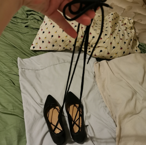Brash | Shoes | Brash Lace Up Black Flats Ballerina Style Size 8 | Poshmark